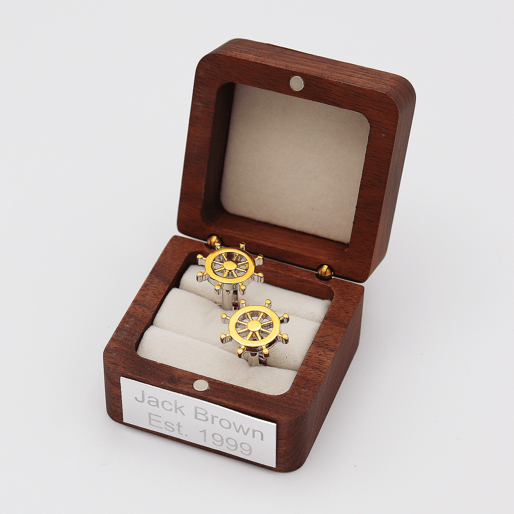 Personalised Sailors Ship Wheel Cufflinks