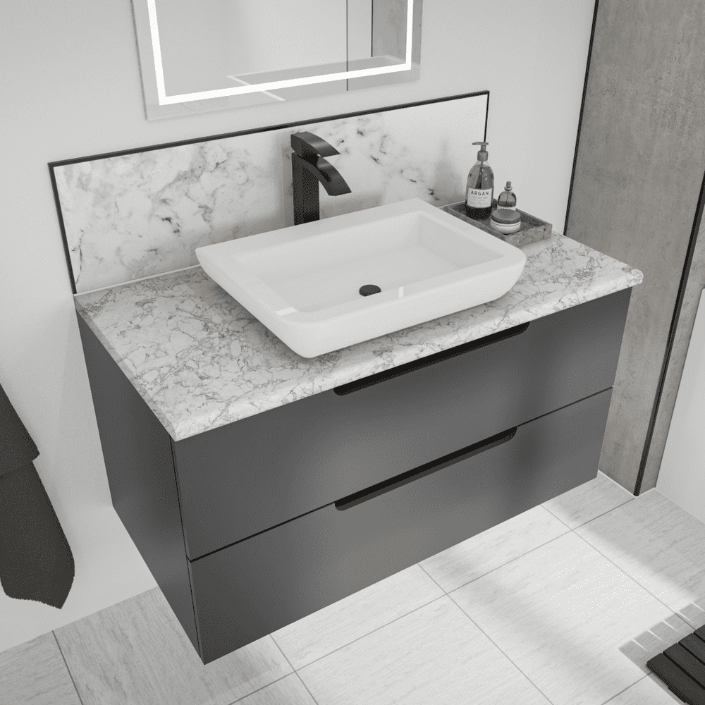 Mermaid 28mm Vanity Worktops - White Marble
