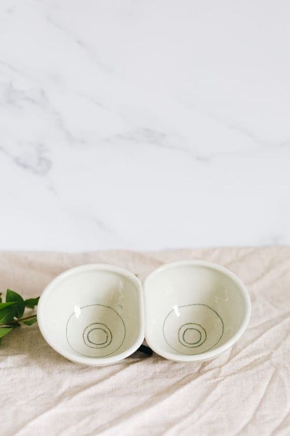 Alison Hanvey Ceramics | Handmade Ceramic Stoneware Double Dip Bowl | Large