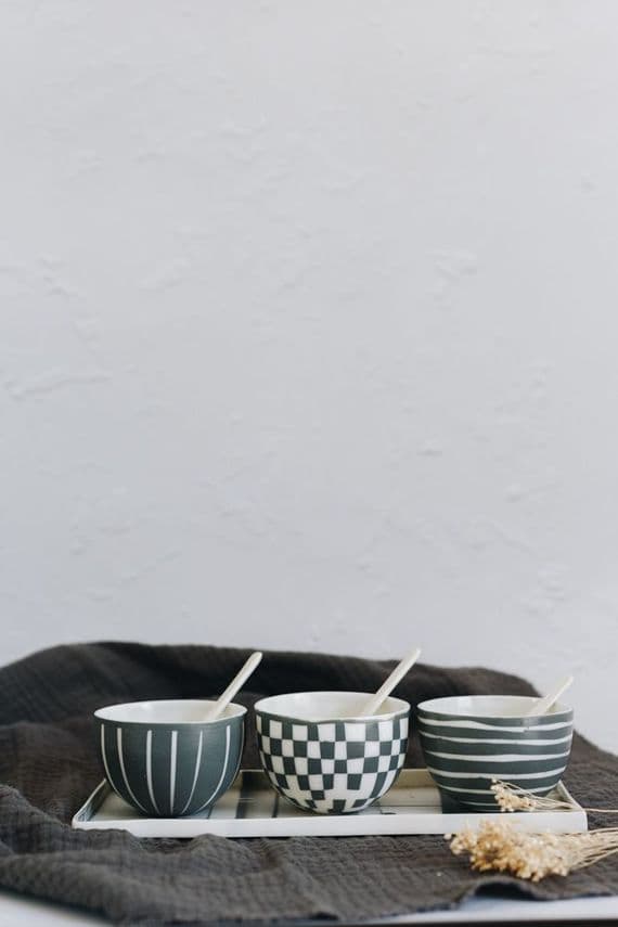 Anne Butler Ceramics | Hand Painted Grey Porcelain Condiment Set