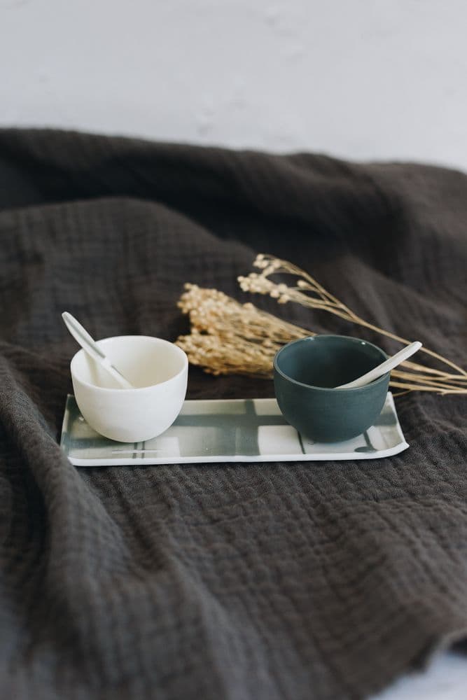 Anne Butler Ceramics | Hand Painted Grey Porcelain Condiment Set