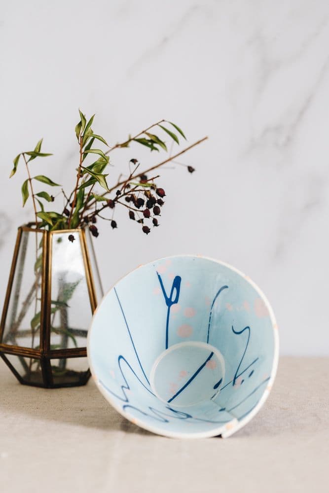 Aoife Slattery Ceramics | Handmade Ceramic Bowl in Blue & Pink