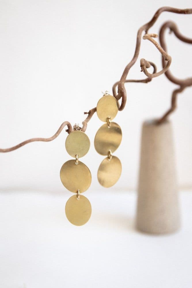 Clare Elizabeth Kilgour Jewellery | Oval Disc Trio Drop Earrings in ...