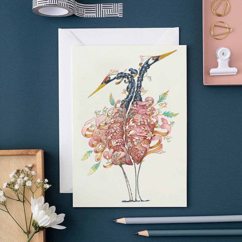 The DM Collection | Two Cranes Bird Card | Daniel Mackie Artist ...