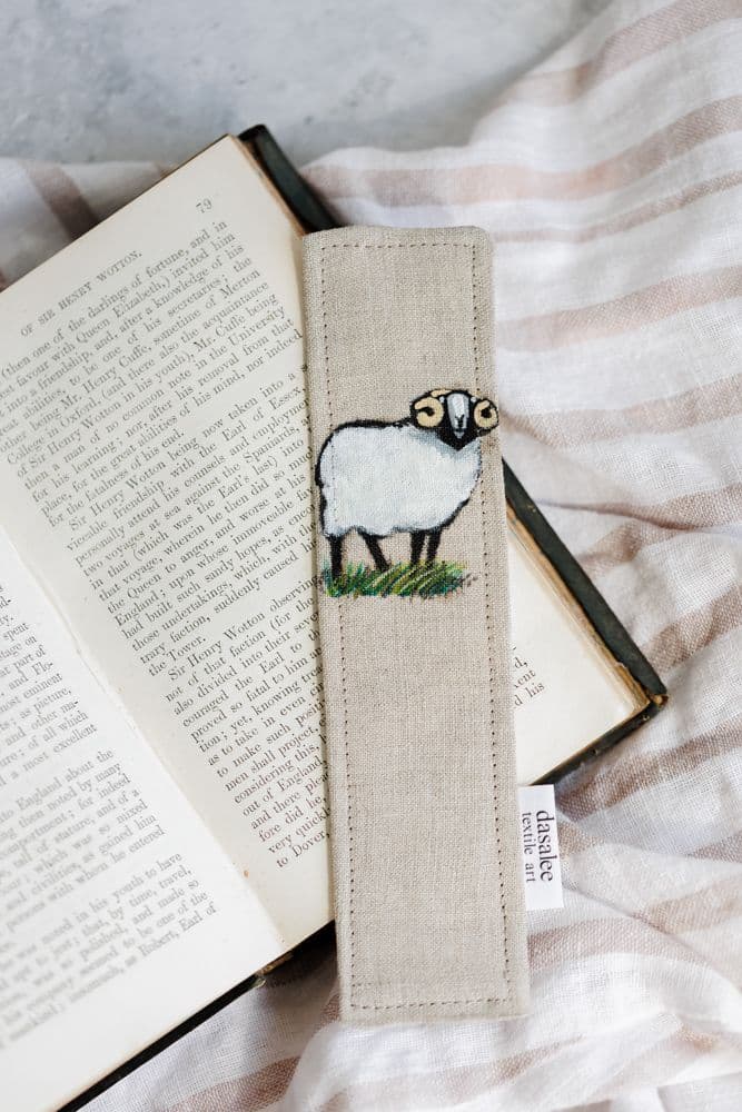 Dasalee Textile Art | Original Sheep Irish Linen Bookmark | Handmade ...