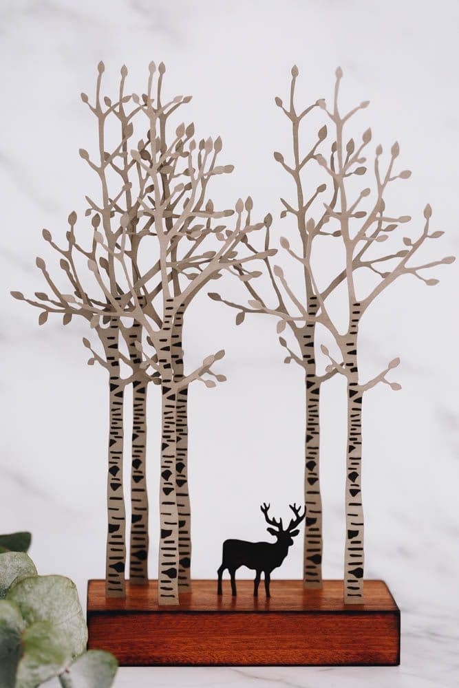 David Mayne Sculptor | The Quiet Wood Stag | Silver Birch Steel & Wood ...