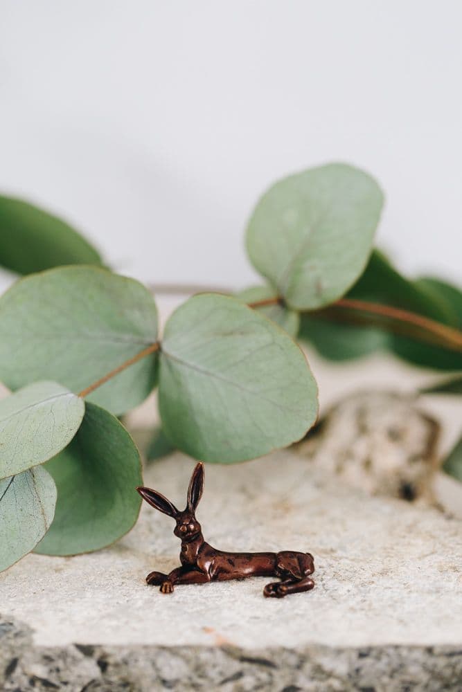 David Meredith Sculptor | Miniature Bronze Reclining Hare Sculpture ...