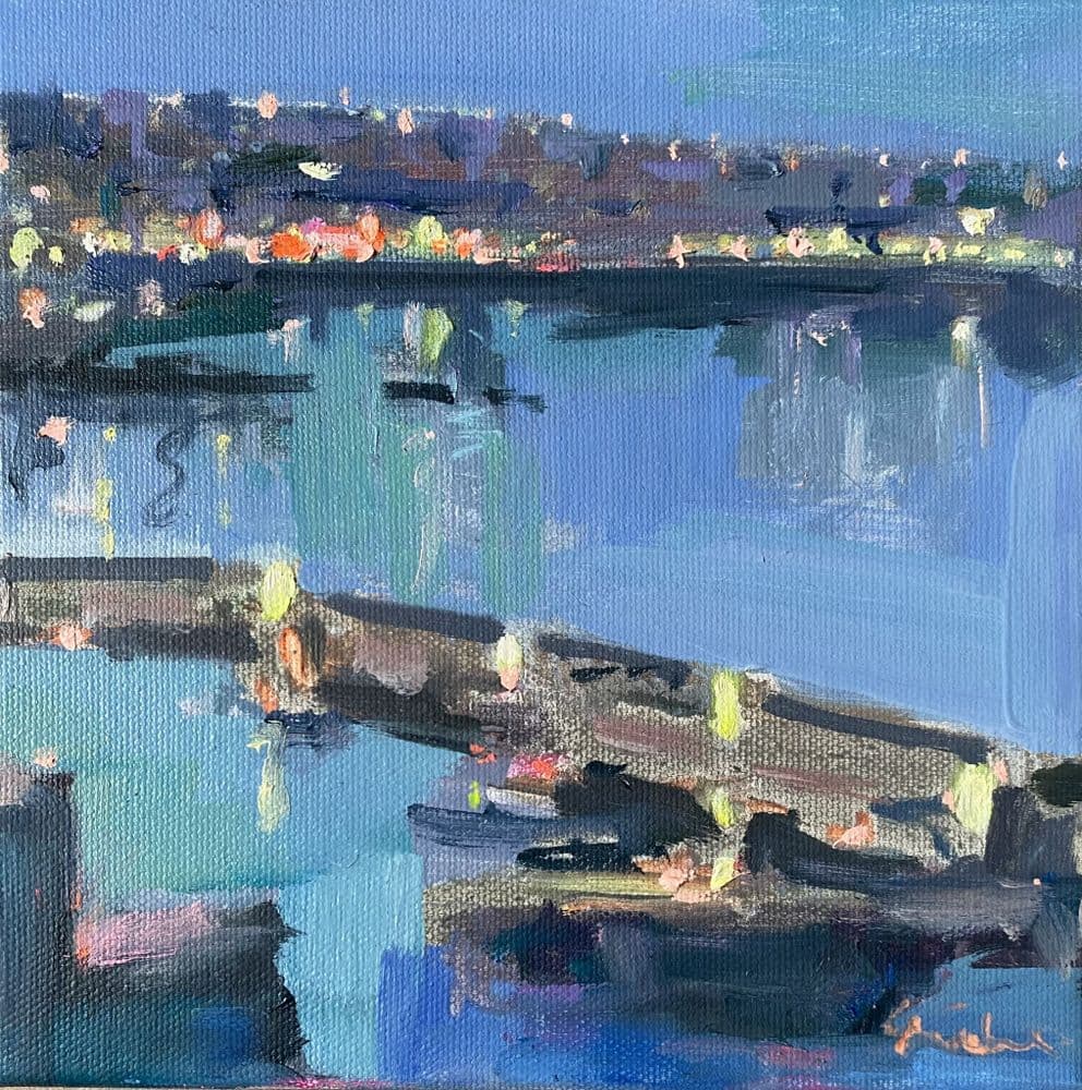 Elaine Murdock Artist | Harbour Lights Original Painting | Murdock Art ...