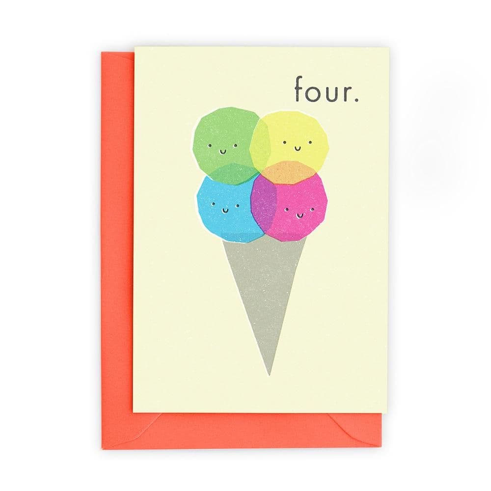 Fréya Art & Design Cards | Four 4th Birthday Card | Children's Age Cards