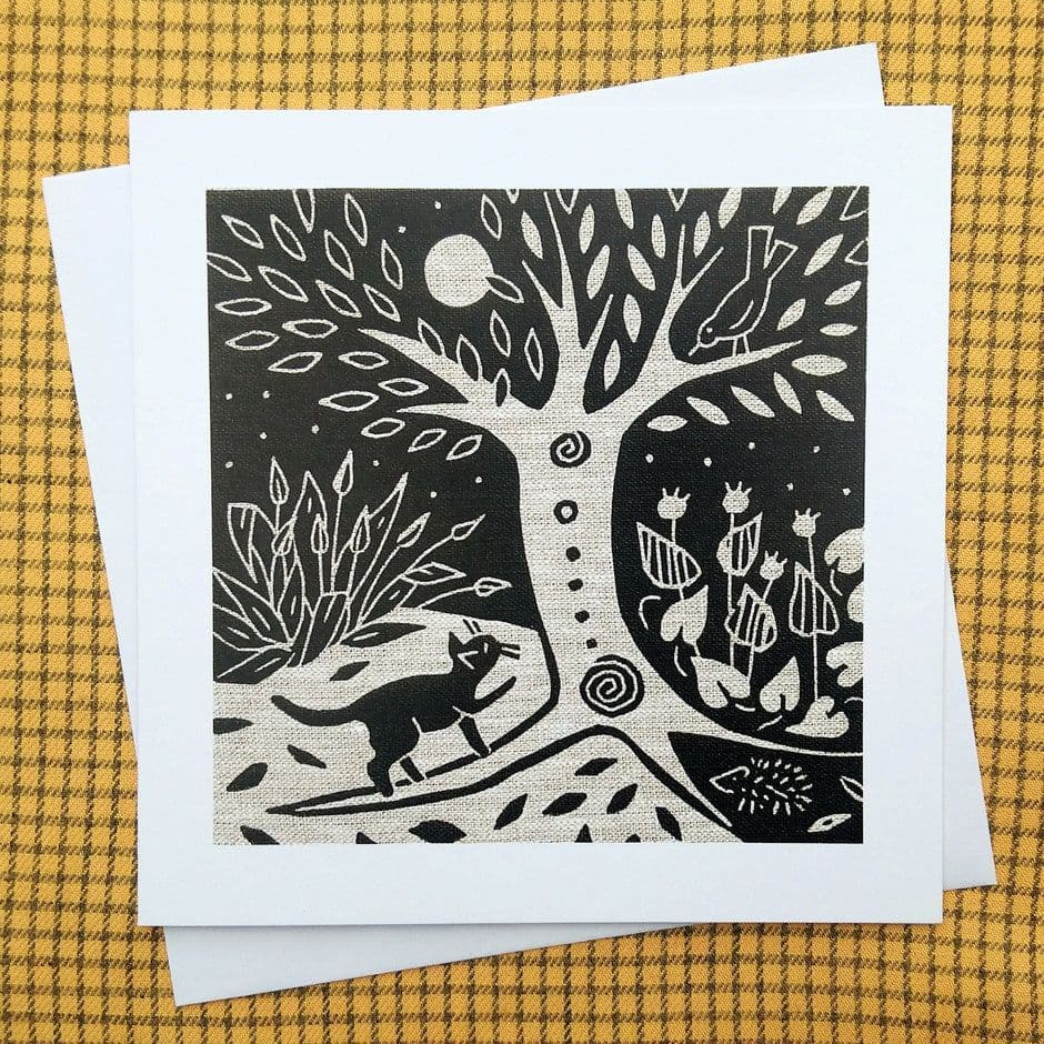 Algan Arts | Gail Kelly Artist | Night Garden Cat Card | Art Cards ...
