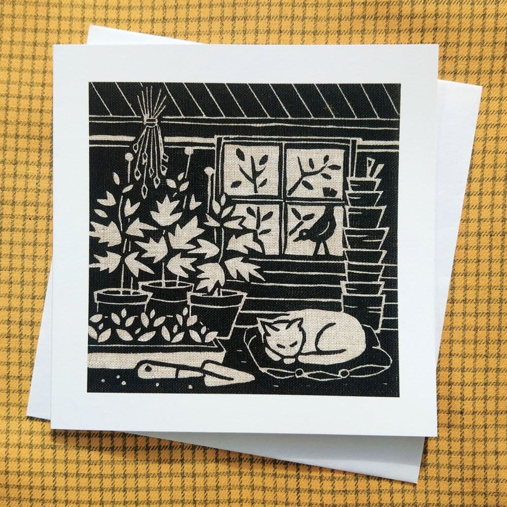 Algan Arts | Gail Kelly Artist | Potting Shed Cat Card | Art Cards ...