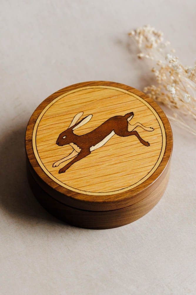 Woodmento | Handmade Wooden Hare Trinket Box | Walnut Wood | Northern ...