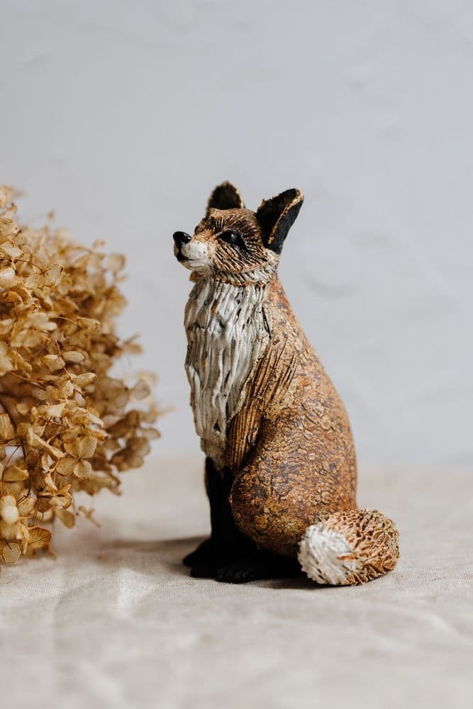 Gin Durham Ceramic Sculpture | Sitting Fox Sculpture | Ceramic Fox ...