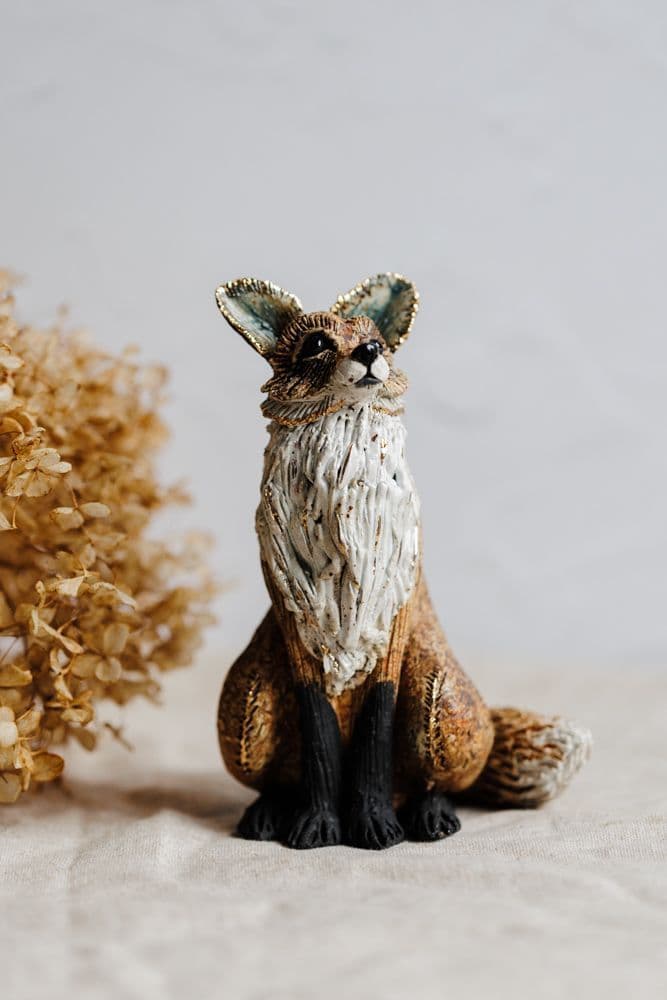 Gin Durham Ceramic Sculpture | Sitting Fox Sculpture | Ceramic Fox ...