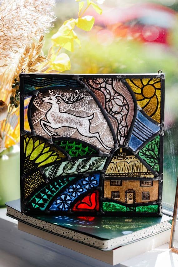 Harriet Love Stained Glass | Decorative Stained Glass Square Panel II