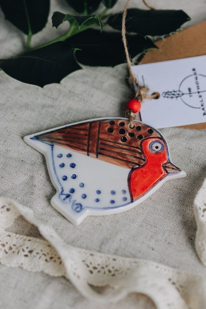 The Barley House Ceramics | Handmade Ceramic Christmas Robin Decoration ...