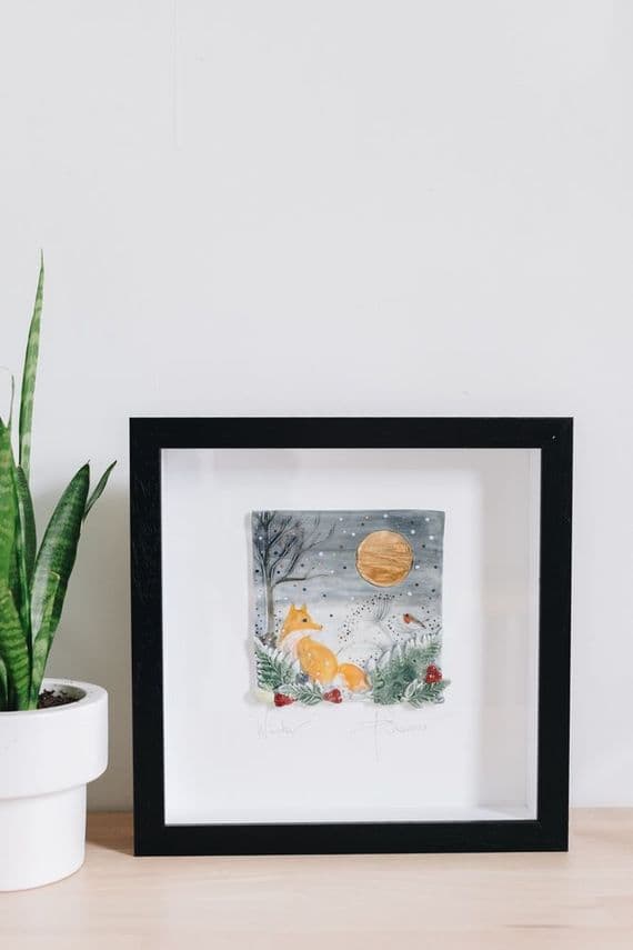 Helen Shearer Ceramics | Porcelain Ceramic Winter Fox Tile | Artist ...