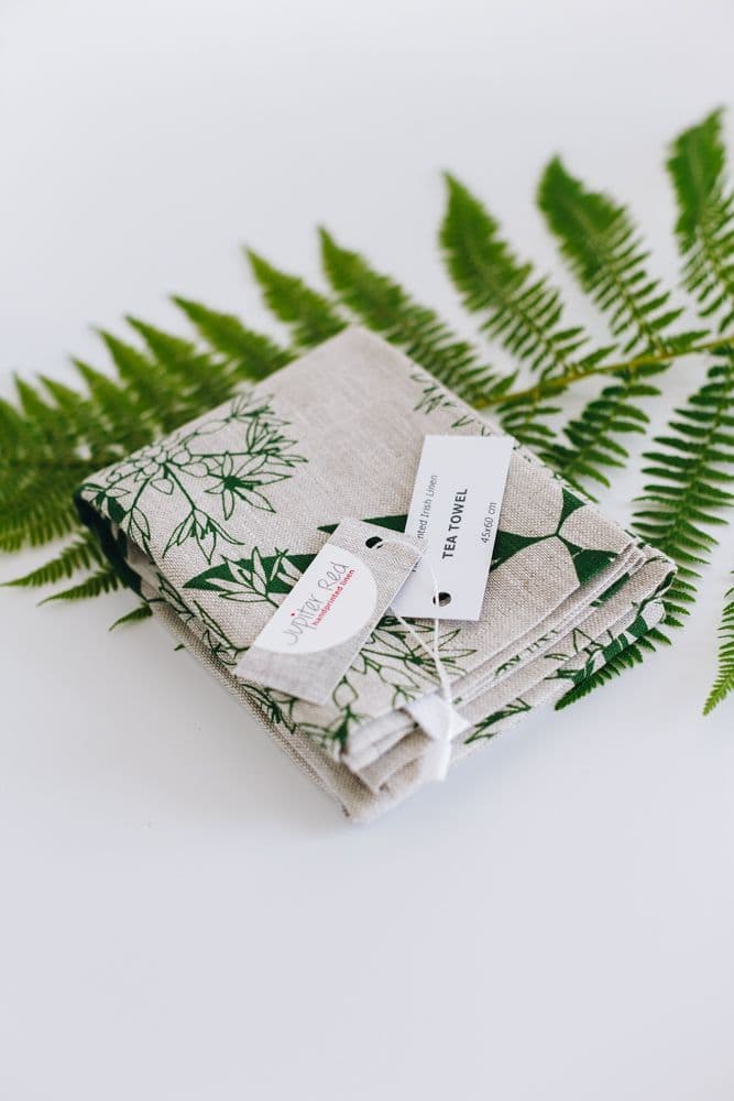 Jupiter Red Textiles | Handmade Irish linen Tea Towels | Wild Garlic ...
