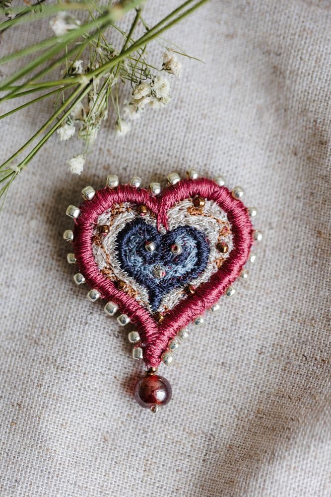 Janice Gilmore | Pageant Jewellery | Embroidered Pink Heart Brooch ...