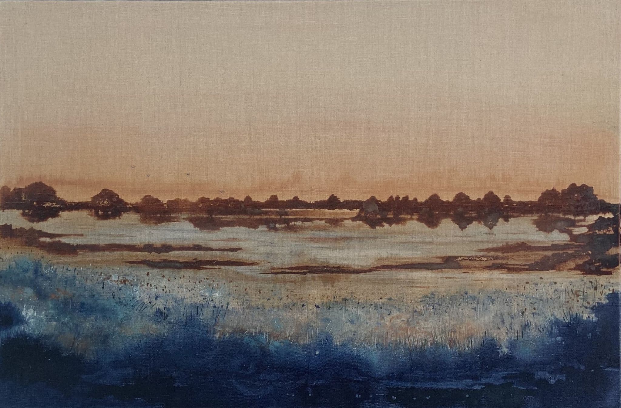 Jude Fenton Artist | Dusk Original Ink & Embroidery Painting | Northern ...