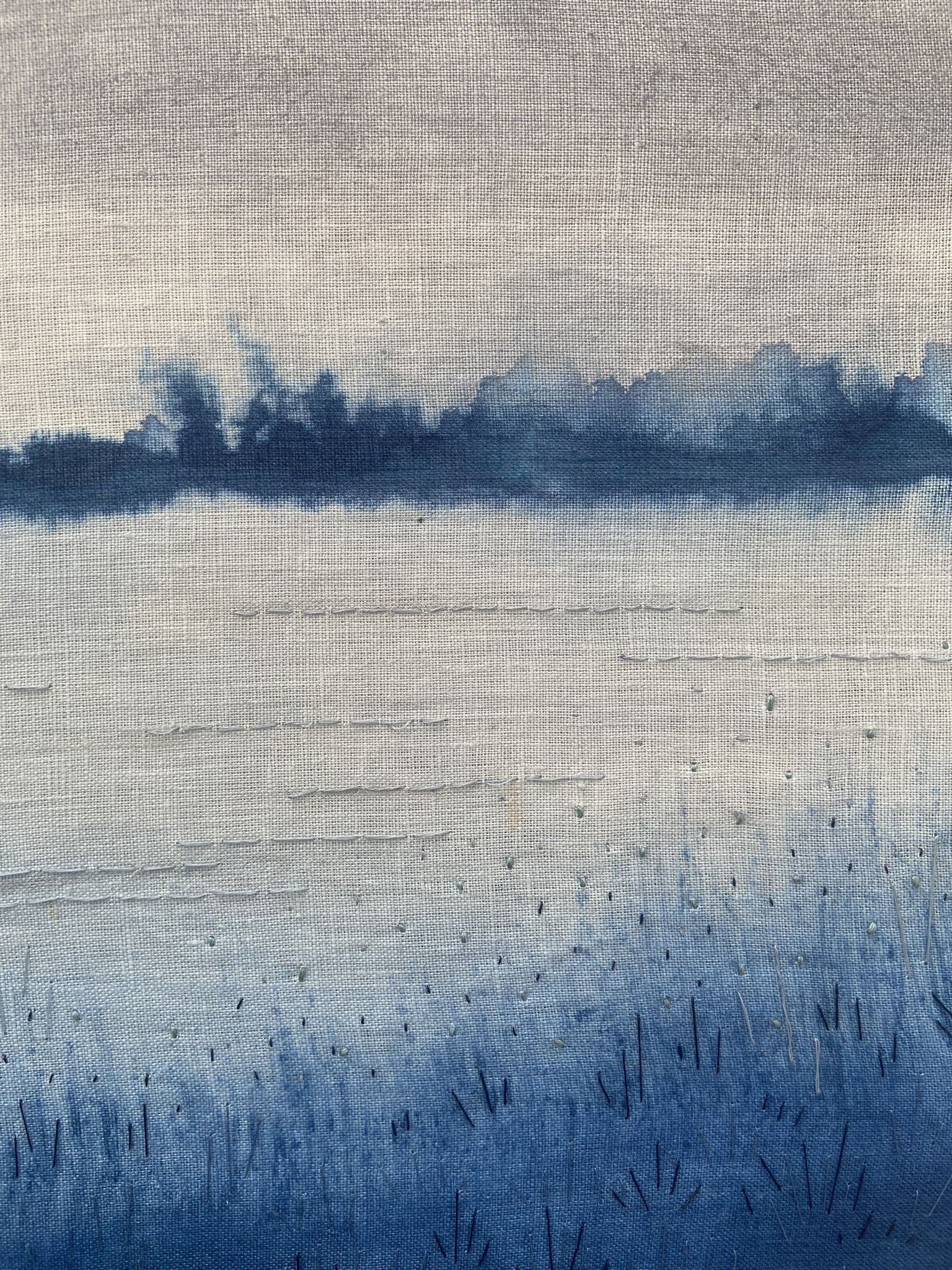 Jude Fenton Artist | Still Shore Original Ink & Embroidery Painting ...