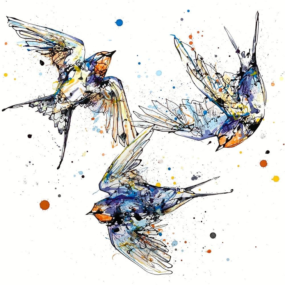 Kathryn Callaghan Artist | Affinity Three Swallows Print | KC Fine Art ...