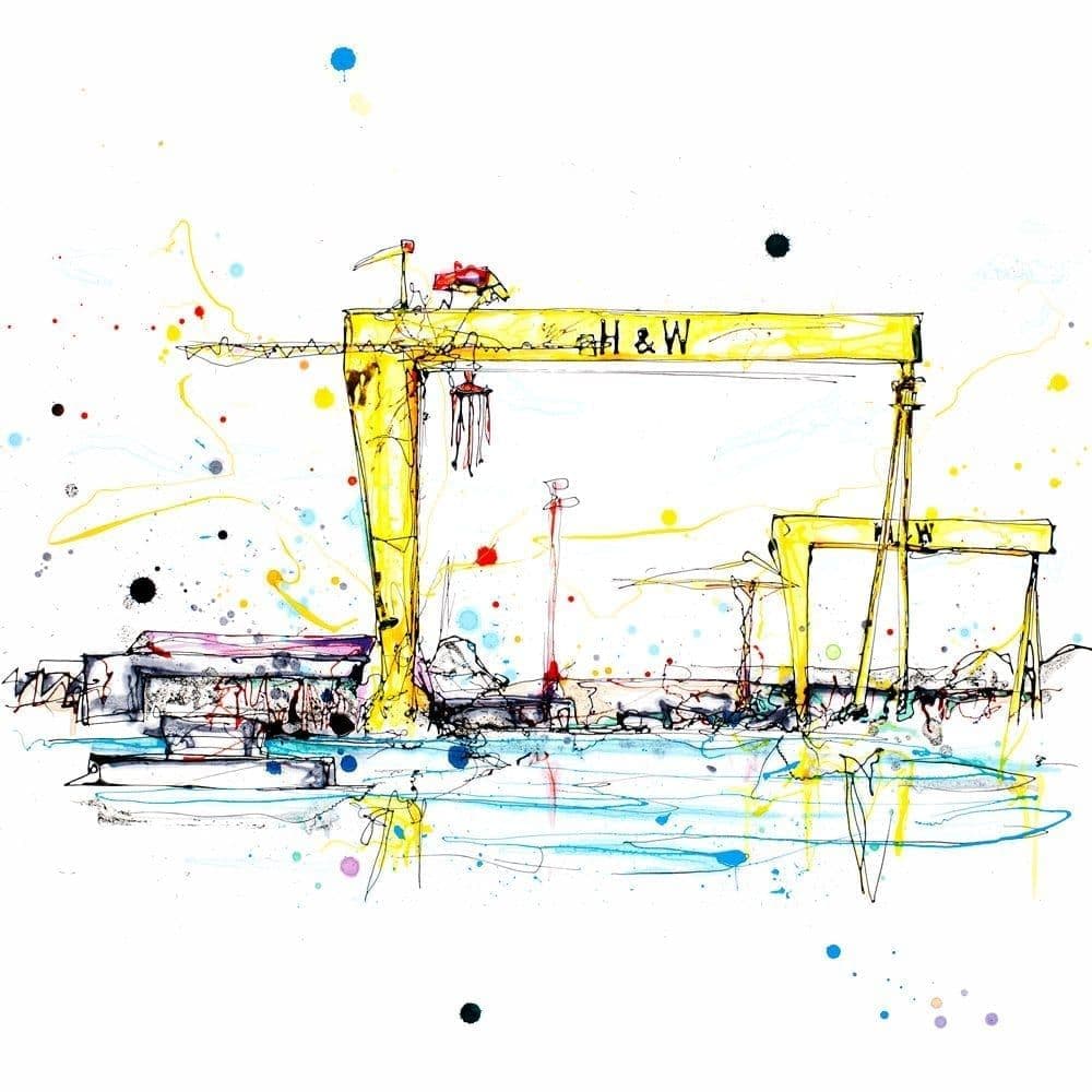 Kathryn Callaghan Artist | Giants of Belfast Cranes Print | KC Fine Art ...