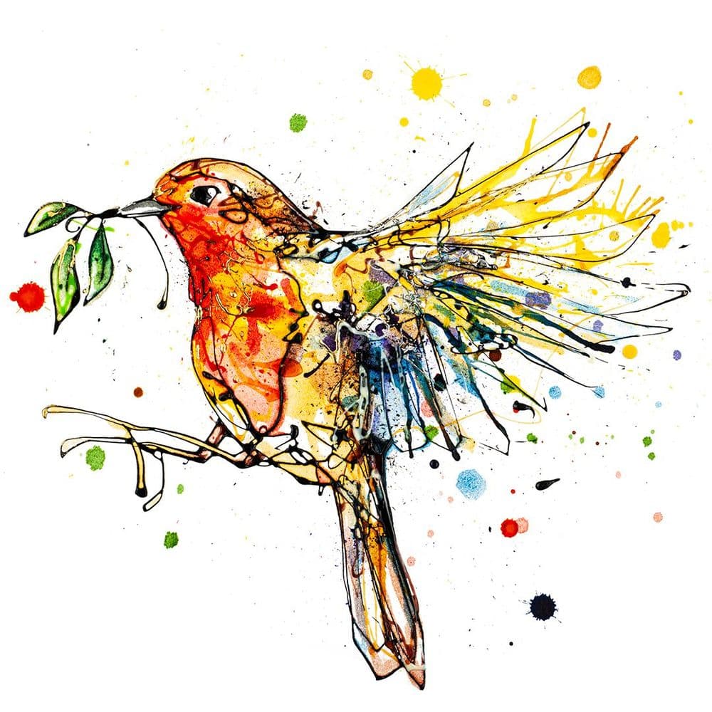 Kathryn Callaghan Artist | I'm Home Robin and Mistletoe Print Print ...