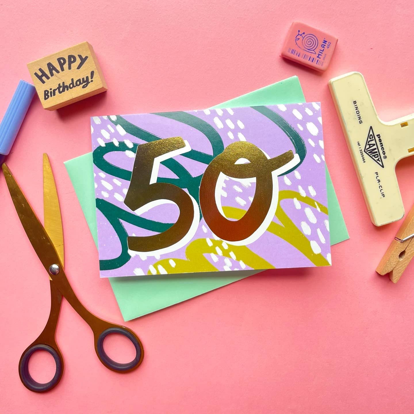Kerrie McNeill Illustrates Cards | 50th Birthday Card | Age Milestone ...