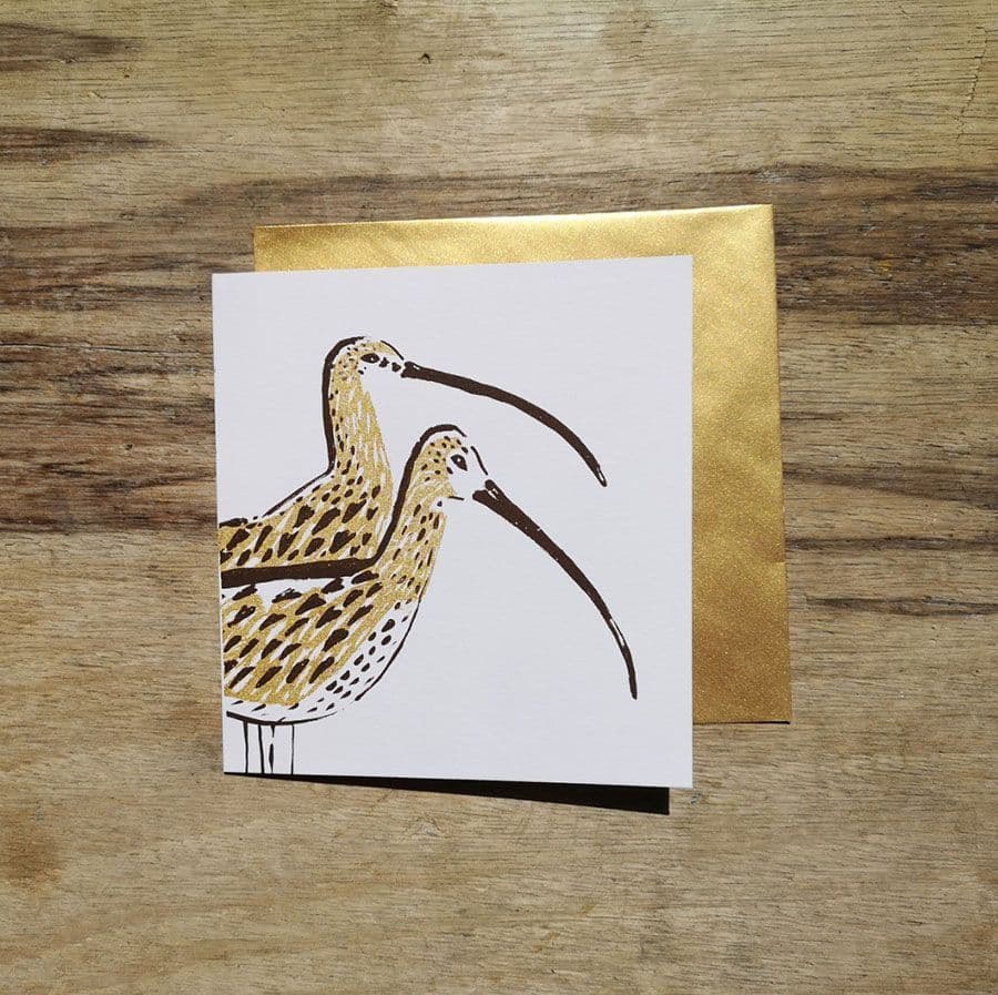 Liz Toole Artist & Printmaker | Hand Printed Curlew Bird Card