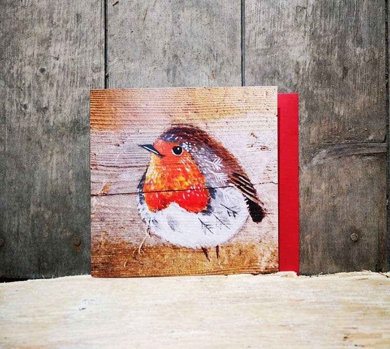 Liz Toole Artist & Printmaker | Iris Robin Bird Christmas Card