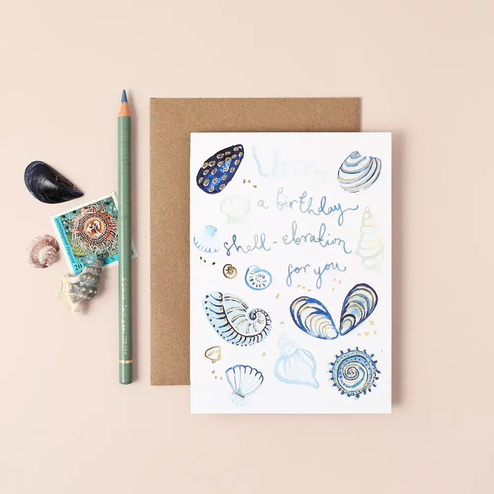 Louise Mulgrew Design Illustrated Cards | Birthday Shell-ebration Card ...