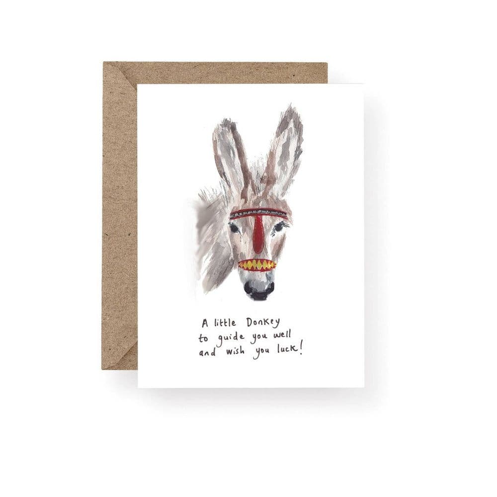 Western Sketch Cards | Wish You Luck Donkey Card | Illustrated Good ...