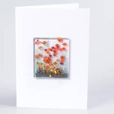 Pam Peters Glass Artist | Fused Glass Gerbera Card | Fused Glass Flower Art