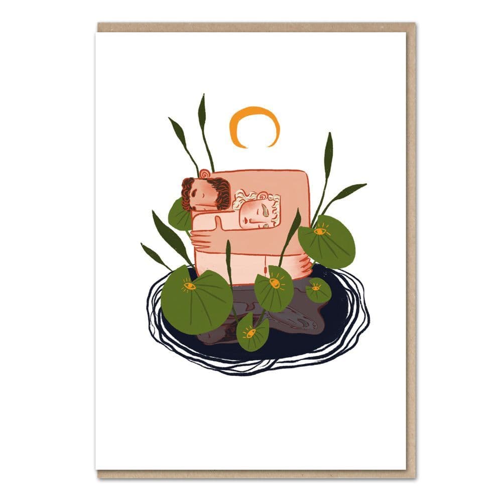 Rhea Hanlon Artist & Illustrator | Lily Pads Couple Embrace Card