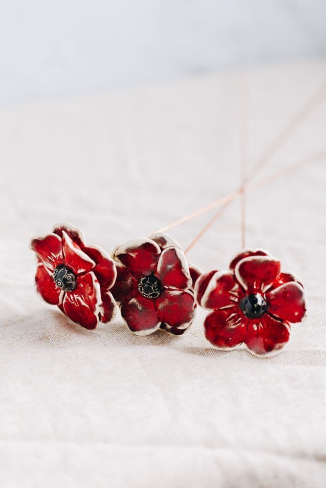 Mount Ida Pottery | Trevor Woods Ceramics | Red Ceramic Flower ...