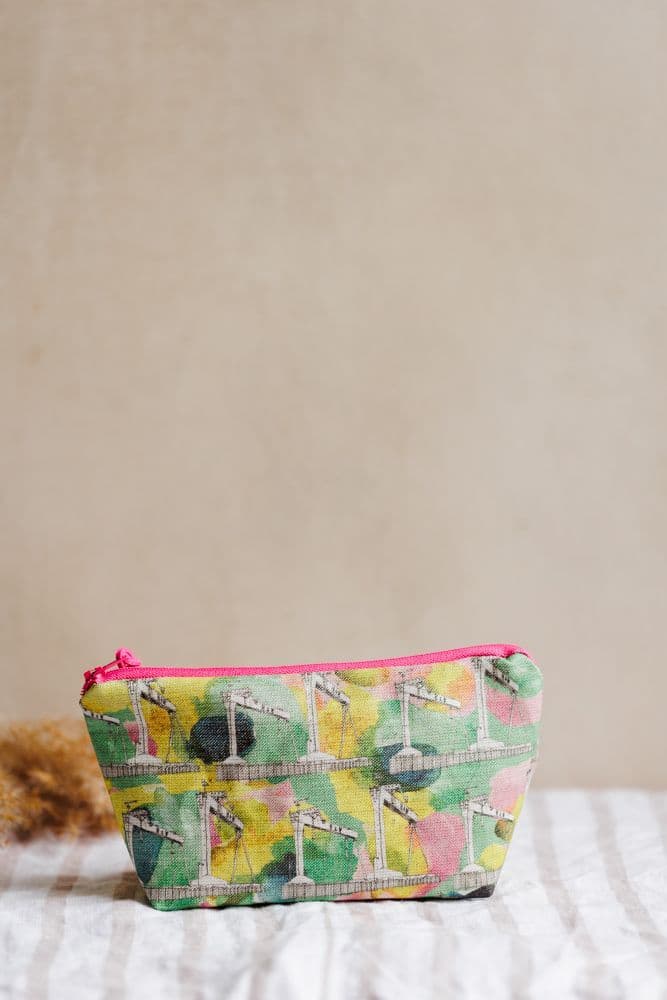 White Chalk Studio | Irish Linen Belfast Cranes Pouch Storage Purse | Lisa Dodds Artist Northern ...