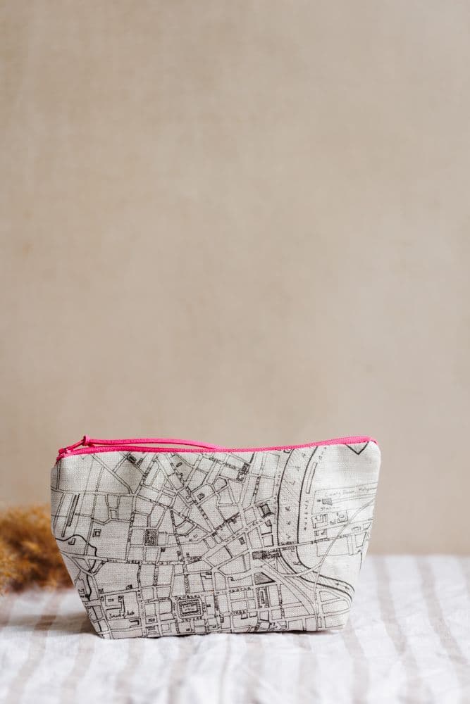 White Chalk Studio | Irish Linen Belfast Map Pouch Storage Purse | Lisa Dodds Artist Northern ...