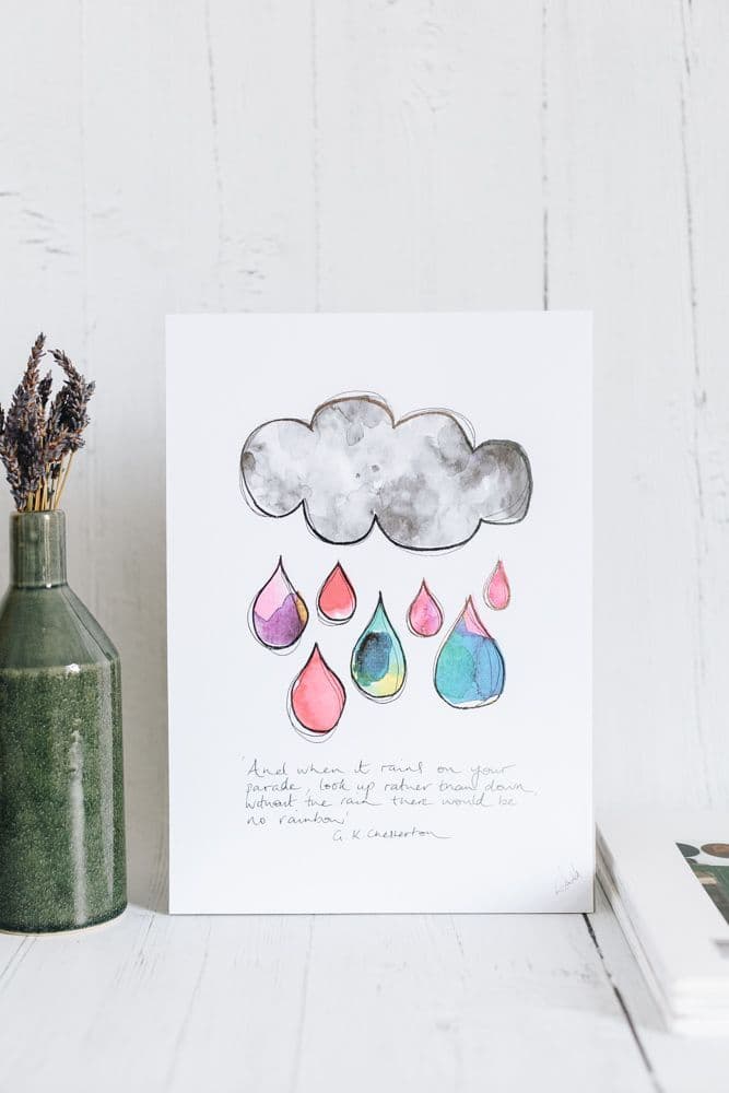 White Chalk Studio | Rains on Your Parade Cloud Print | Lisa Dodds Artist Northern Ireland
