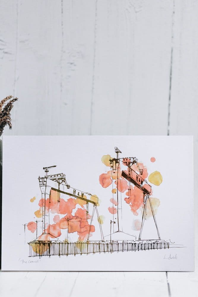 White Chalk Studio | The Cranes, Harland and Wolff Print | Lisa Dodds Artist Northern Ireland