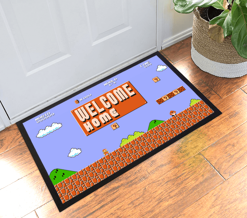 Super Mario Bros Title Start Screen Personalised Doormat Hallway ...