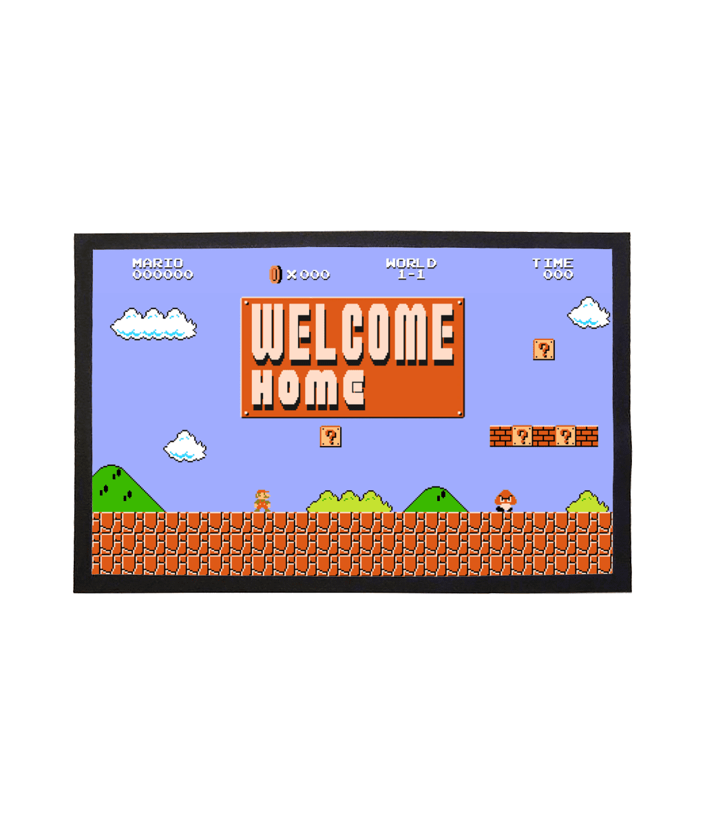 Super Mario Bros Title Start Screen Personalised Doormat Hallway ...