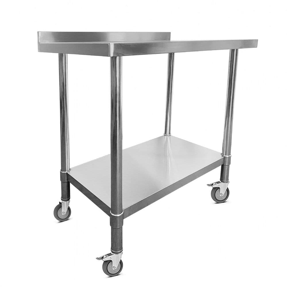 Stainless Steel Wall Prep Table - 900x600x900mm - Castors