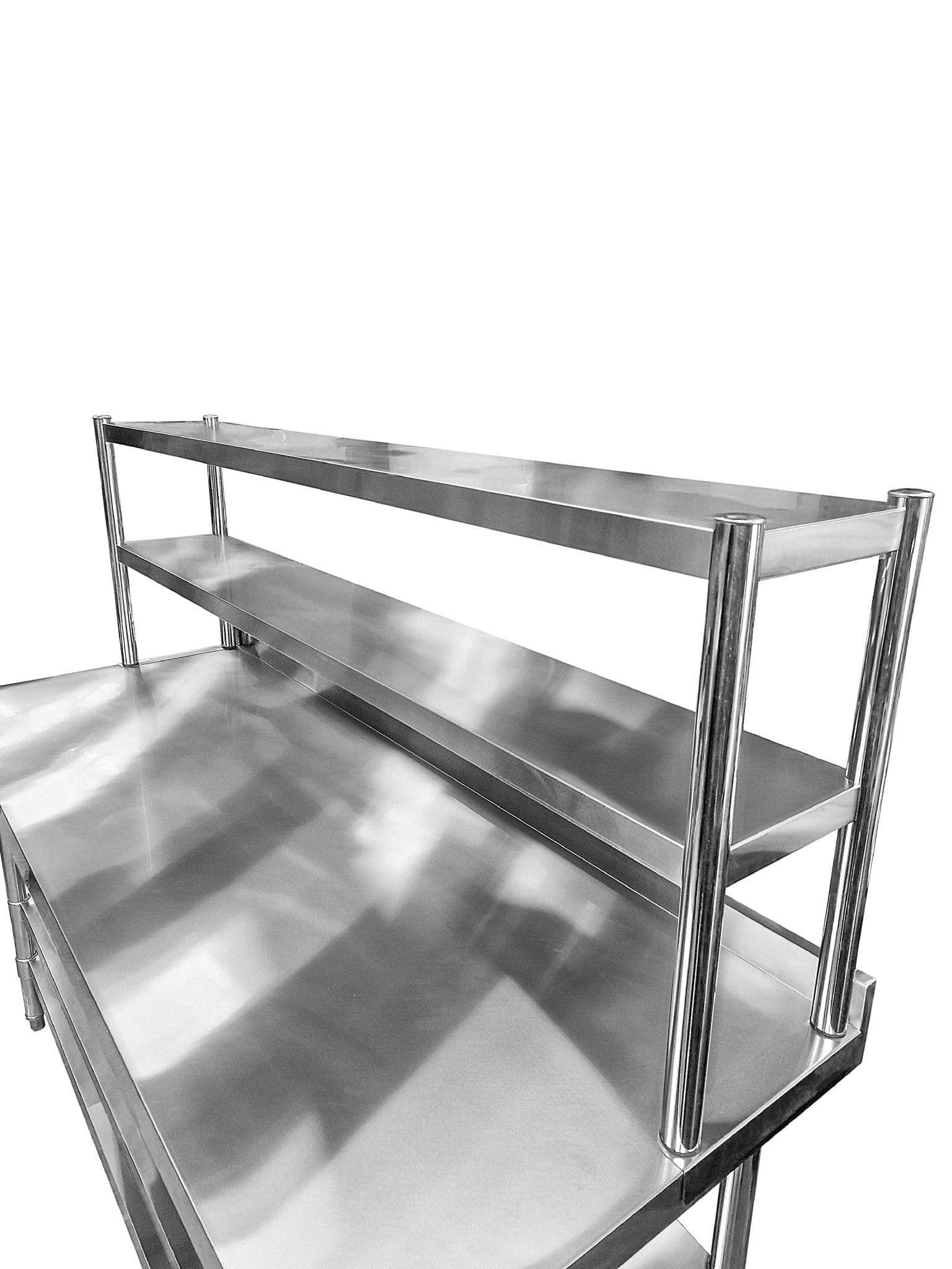Stainless Steel Wall Prep Table With 2 Shelves & Gantry - 1200x600x900mm
