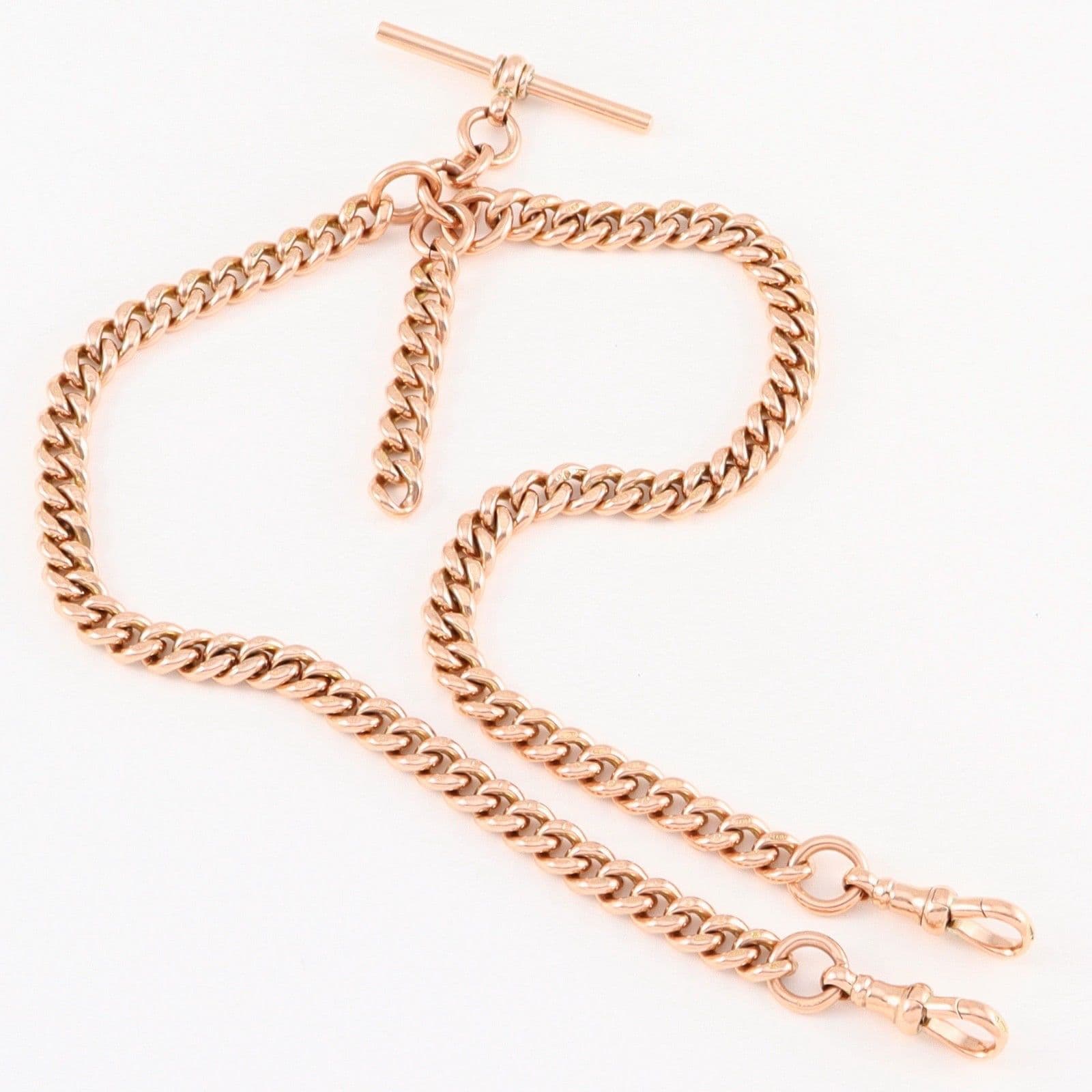 Antique 9Ct Rose Gold 72 1g Double Albert Watch Chain 17 3/4