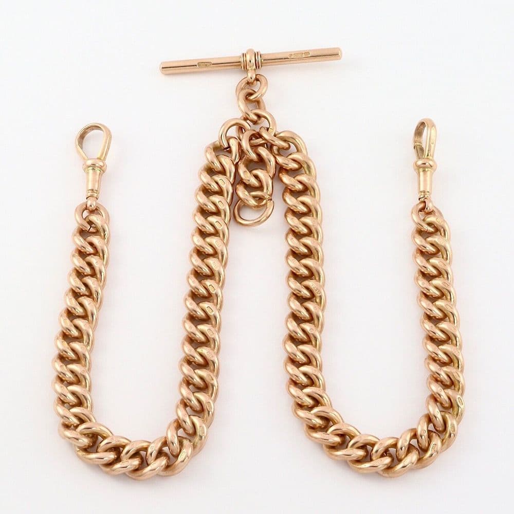 Antique Heavy 9Ct Rose Gold 110g Double Albert Watch Chain / Necklace ...