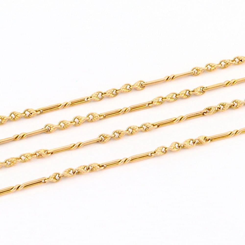 Antique Victorian 15Ct Gold 30g Long and Knot Link Guard Chain Necklace 46