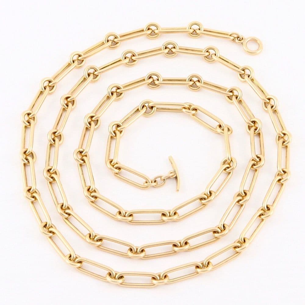 Vintage 9Ct Gold 51 2g PaperClip And Round Link Chain / Necklace 33 1/2