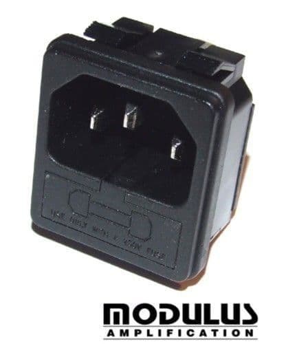IEC mains socket-kettle plug - with fuse holder-snap in