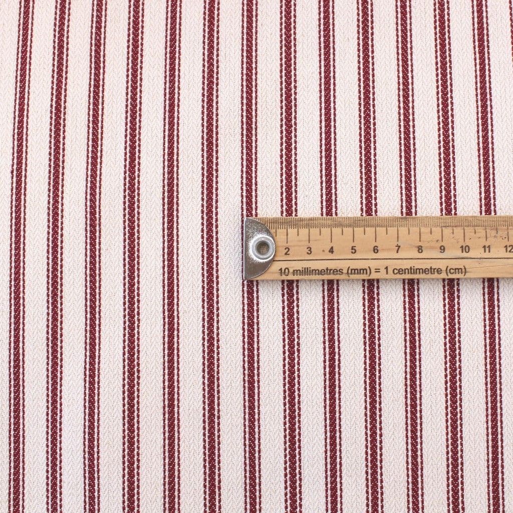 Cotton Ticking Upholstery Fabric Wine Red